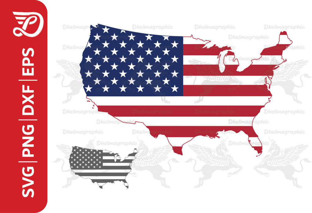 Flag Map Of The United States - USA Map America - Gravectory