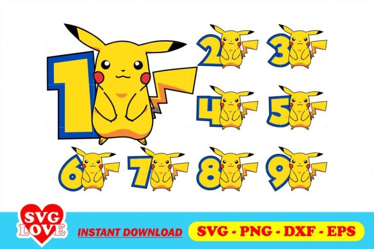 Pokemon Pikachu Birthday Numbers SVG - Gravectory